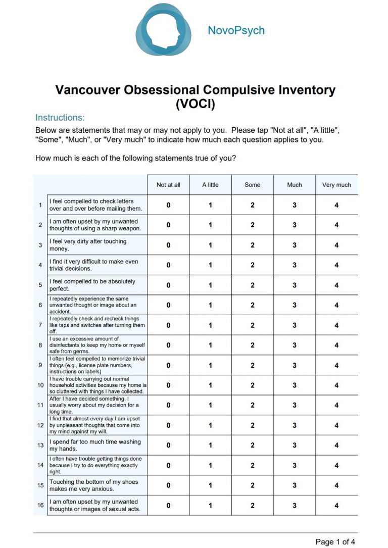 VOCI - Vancouver Obsessional Compulsive Inventory