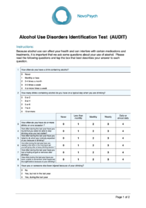 AUDIT Screening Tool - Alcohol Use Disorders Identification Test