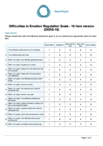 DERS-16 - Difficulties in Emotion Regulation Scale 16 Item