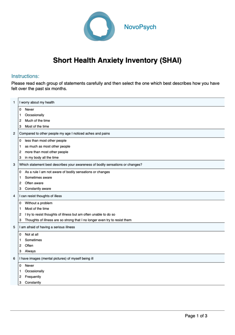 SHAI - Short Health Anxiety Inventory