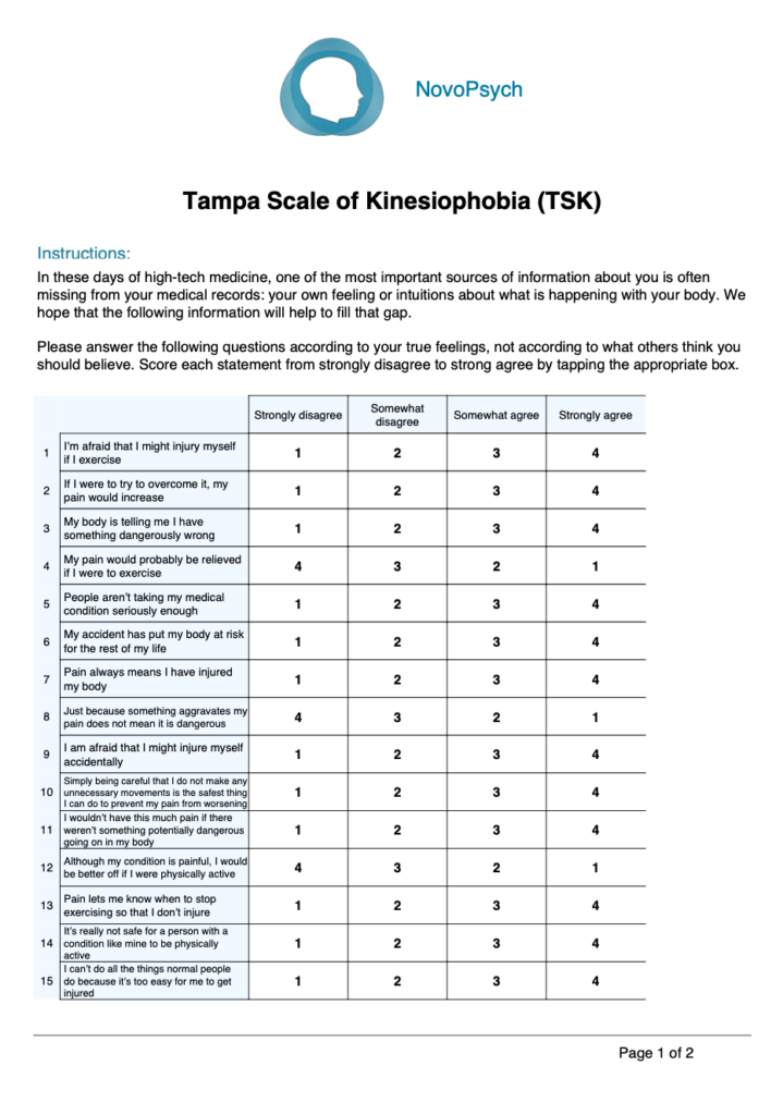 TSK - Escala de Kinesiofobia de Tampa