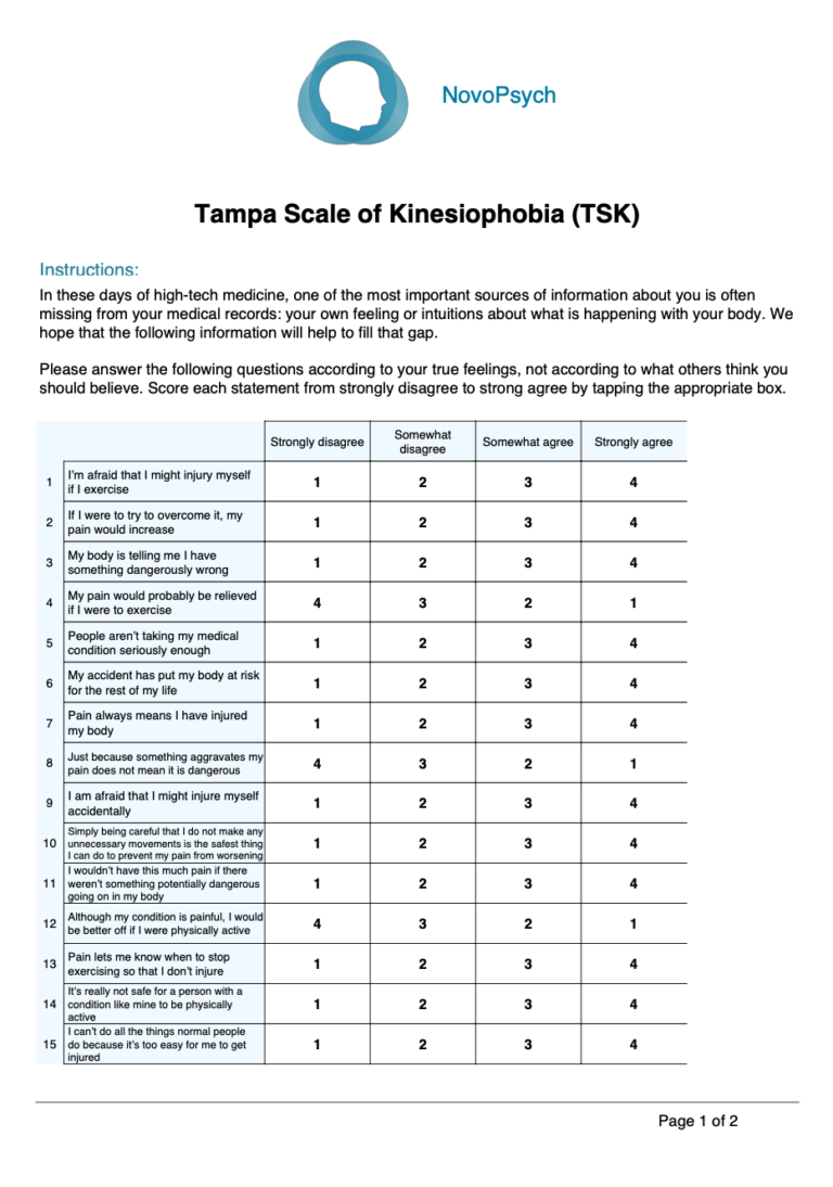 TSK - Escala de Kinesiofobia de Tampa