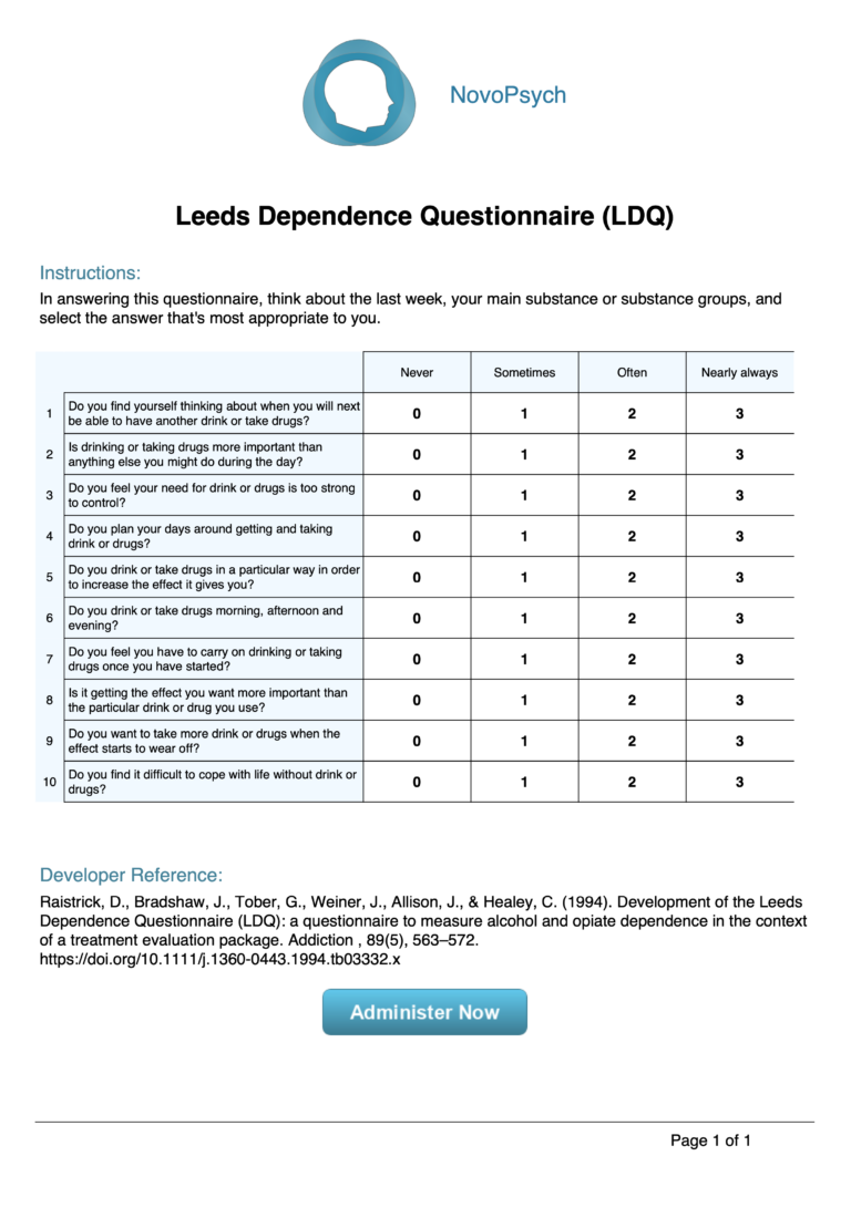 LDQ - Leeds Dependence Questionnaire