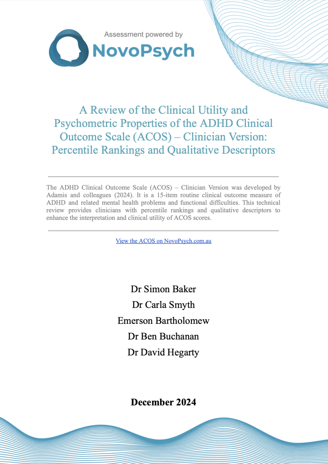 ACOS-Clinician - ADHD Clinical Outcome Scale Clinician Version