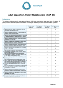 ASA-27 - Adult Separation Anxiety Questionnaire