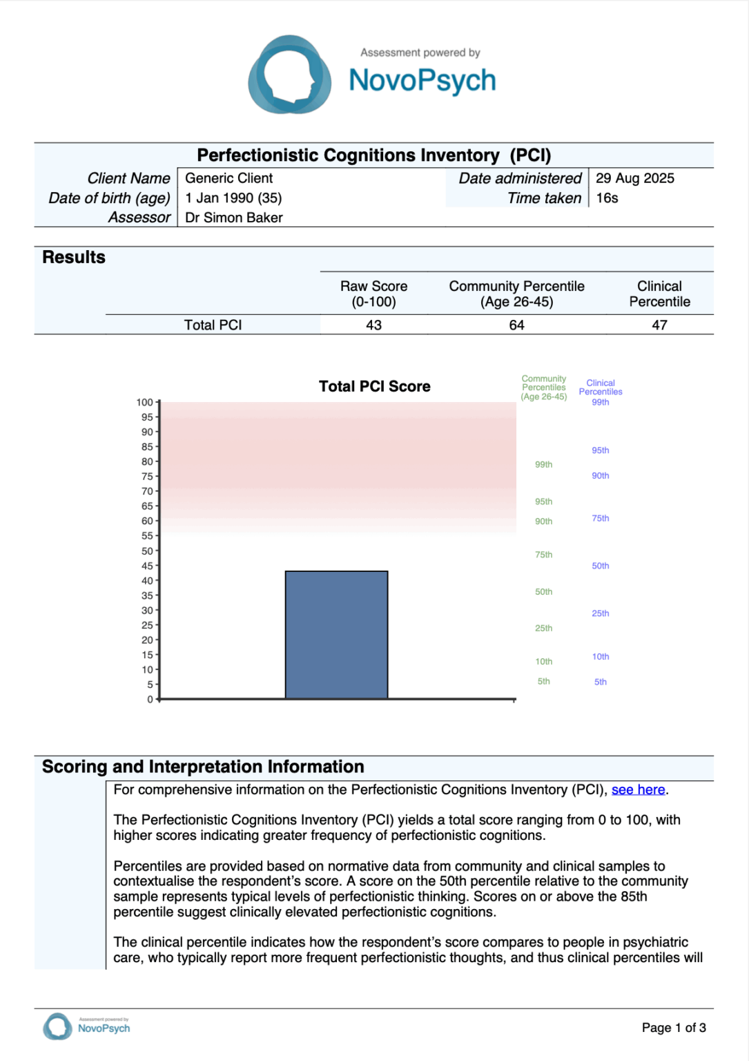 PCI - Perfectionistic Cognitions Inventory