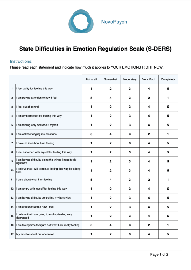 S-DERS - State Difficulties in Emotion Regulation Scale