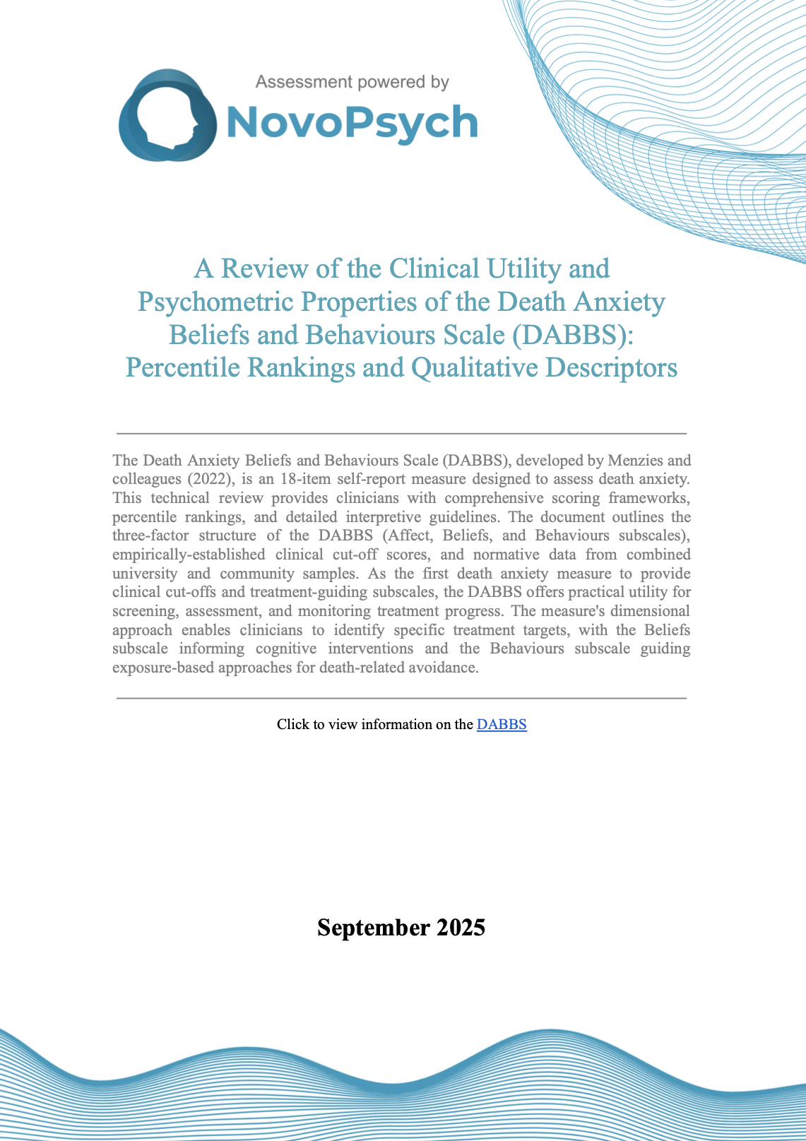 DABBS -Death Anxiety Beliefs and Behaviours Scale