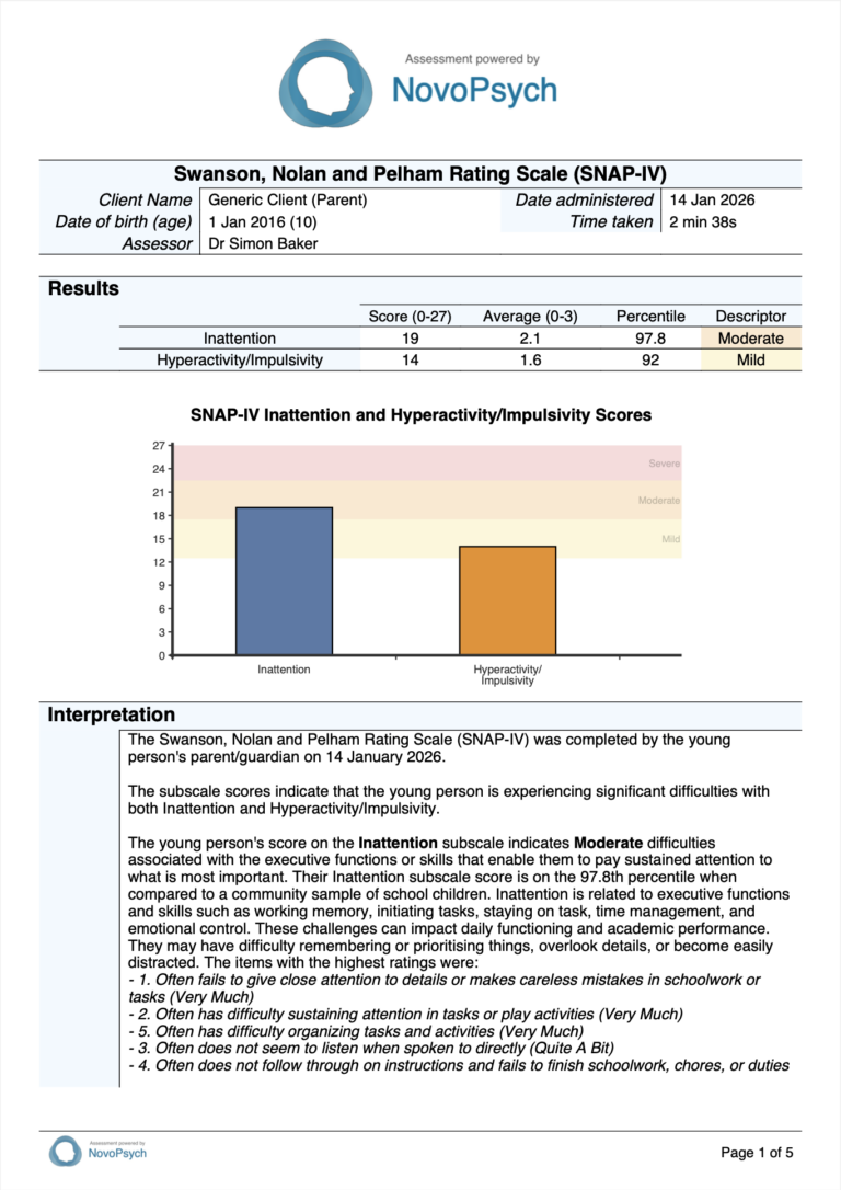 SNAP-IV - Swanson, Nolan and Pelham Rating Scale